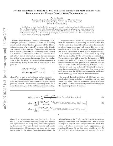 Pdf Friedel Oscillations Of Density Of States In A One Dimensional Mott Insulator And