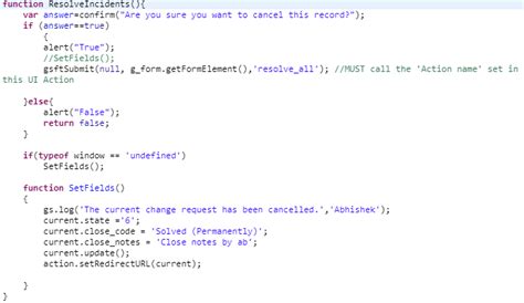 solved multiple incident resolve onclick on ui action lis servicenow community