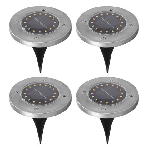 Солнечные фонари 4 шт 16 светодиодных дисковых фонарей на солнечных батареях белый свет