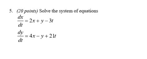 Solved 5 20 Points Solve The System Of Equations