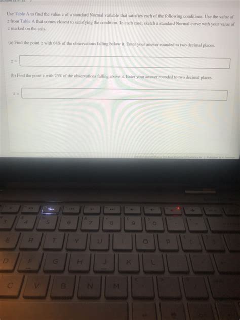 Solved Use Table A To Find The Value Z Of A Standard Normal Chegg