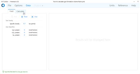 Calculate Gas Formation Volume Factor · Pvt Solver Help