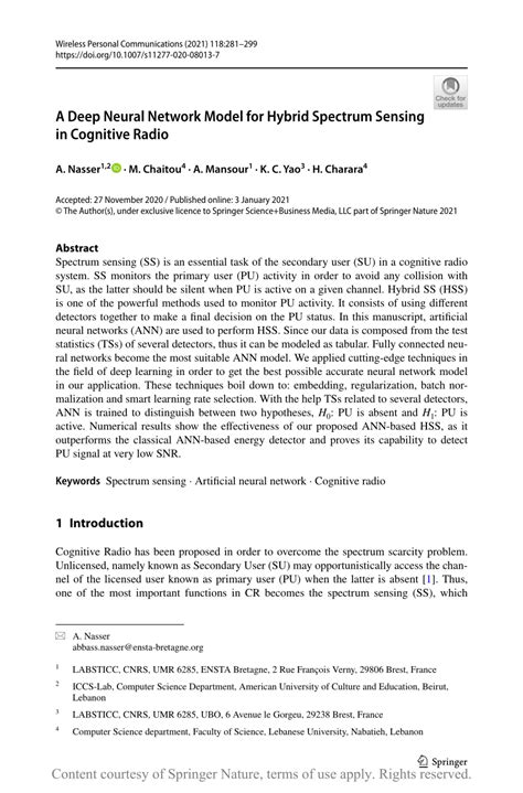 A Deep Neural Network Model For Hybrid Spectrum Sensing In Cognitive Radio Request PDF