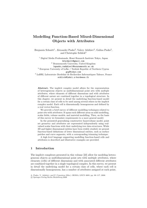 Pdf Modelling Function Based Mixed Dimensional Objects With Attributes