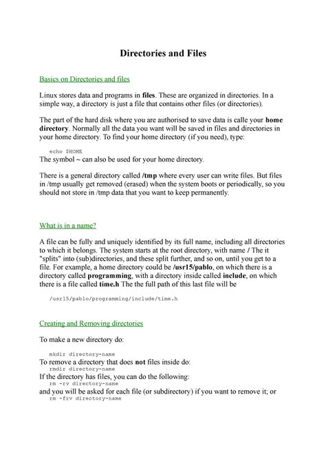 Directories And Files Directories And Files Basics On Directories And