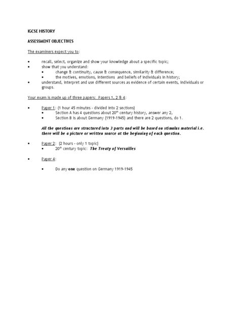 Igcse History Notes Pdf World War I Reparations League Of Nations
