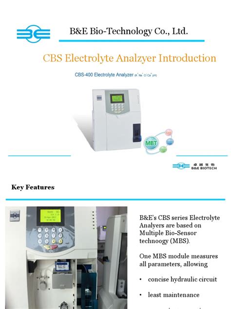 Cbs Electrolyte Analyzer Introduction 2018 Pdf