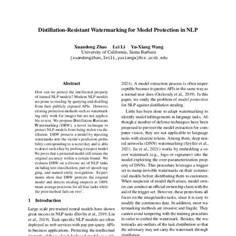 Distillation Resistant Watermarking For Model Protection In Nlp Acl
