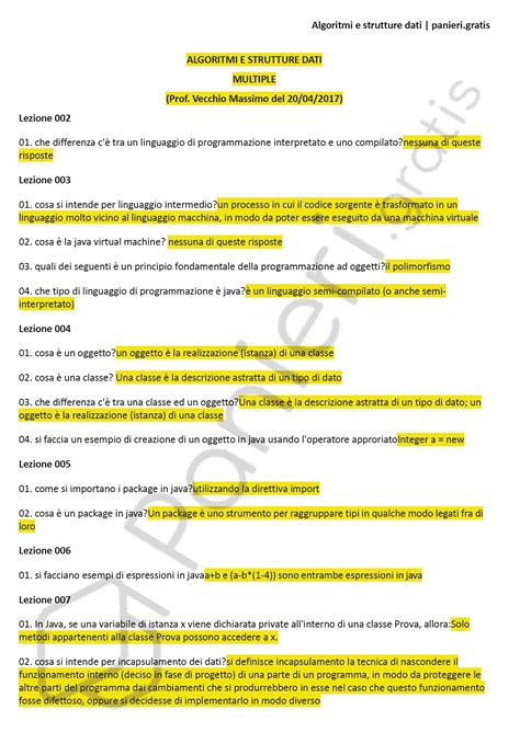 Paniere Di Algoritmi E Strutture Dati Multiple Ingegneria