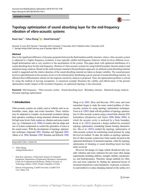 Topology Optimization Of Sound Absorbing Layer For The Mid Frequency Vibration Of Vibro Acoustic