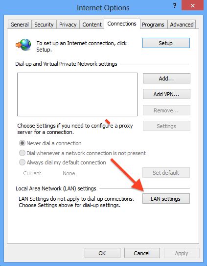 disable proxy server connections metageek support