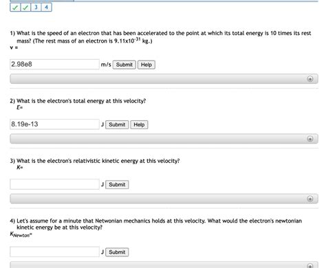 Solved 3 4 1 What Is The Speed Of An Electron That Has Been