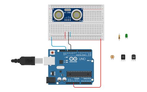 Circuit Design Ultrasonic Sensor Tinkercad