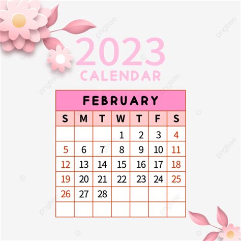 2023년 2월 달력 플로럴 핑크 2023 일력 꽃들 Png 일러스트 및 벡터 에 대한 무료 다운로드 Pngtree
