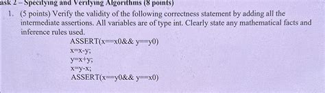 Solved Ask 2 ﻿specifying And Verifying Algorithms 8