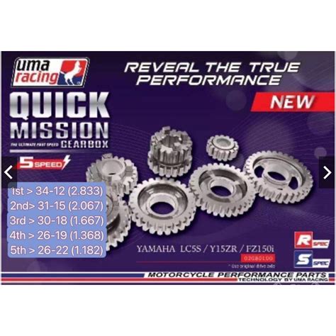 Uma Gear Box Gearbox Racing Y15 Lc135 5s Fz150i 5speed Gear 5 Speed Uma Quick Mission Gear
