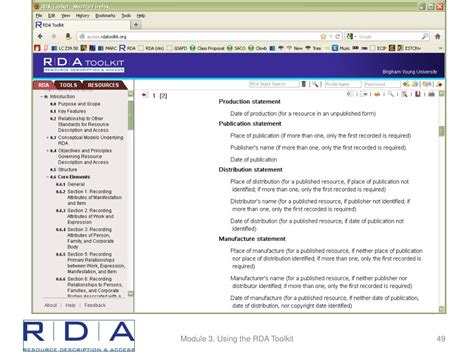 Ppt Module 3 Rda Basics Using The Rda Toolkit Powerpoint Presentation