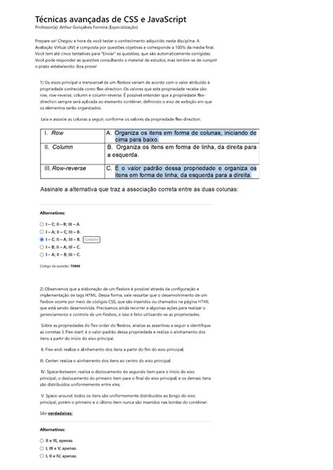 Avaliação De Técnicas Avançadas De Css E Javascript Front End