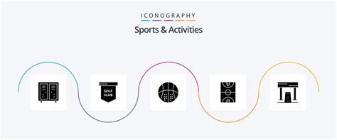 sports and activities glyph 5 icon pack including court ball sport recreation basketball