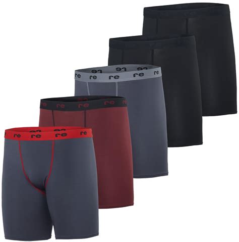 Real Essentials 5 Pack Mens Compression Shorts Quick Dry Performance