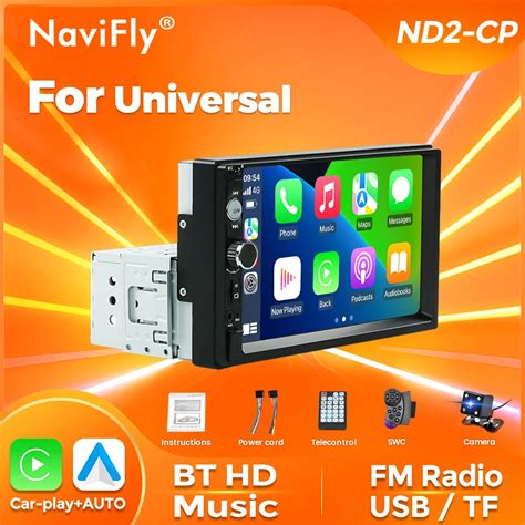 Navifly Nd2 7형 Hd 터치스크린 범용 차량용 라디오 1din Mp5 플레이어 Carplay 안드로이드 자동차 스마트