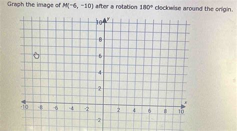 graph the image of m 6 10 after a rotation 180° clockwise around the