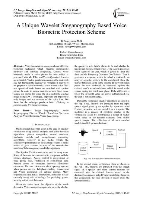 Pdf A Unique Wavelet Steganography Based Voice Biometric Protection