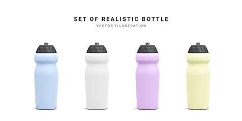 흰색 배경에 격리된 피트니스를 위한 3d 현실적인 스포츠 병 세트 벡터 그림 0명에 대한 스톡 벡터 아트 및 기타 이미지 0명 3차원 형태 개념 Istock