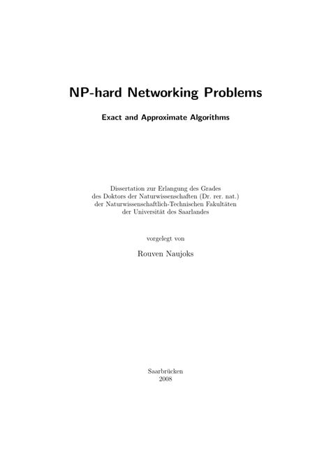 PDF NP Hard Networking Problems Exact And Approximate Algorithms