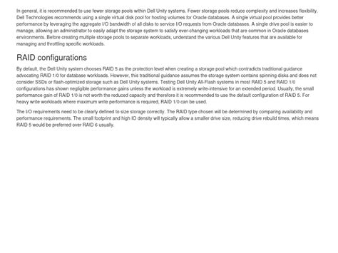 Storage Pools Dell Unity Xt Oracle Database Best Practices Dell