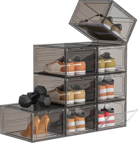 Homidec Shoe Storage 8 Pack Shoe Organizer Hard Plastic