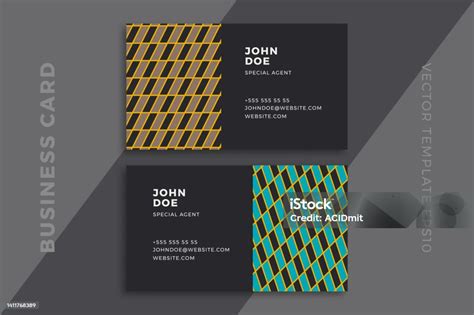우아한 명함 템플릿 어두운 예술적 기하학적 패턴의 트렌디 한 기업 문구 모형 샘플 텍스트가있는 깨끗하고 간단한 벡터 편집 가능한 배경 Eps10 0명에 대한 스톡 벡터 아트