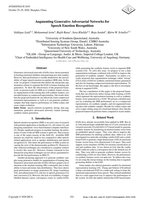 Pdf Augmenting Generative Adversarial Networks For Speech Emotion Recognition