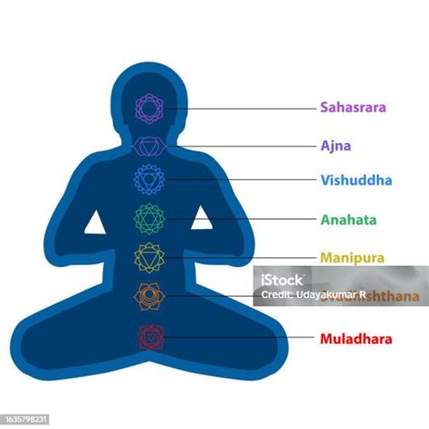 명상 요가 실루엣에 7 차크라 이것은 종교 철학 및 영성의 상징입니다 인체 벡터 그림의 7 차크라 시스템 개념에 대한 스톡 벡터 아트 및 기타 이미지 Istock