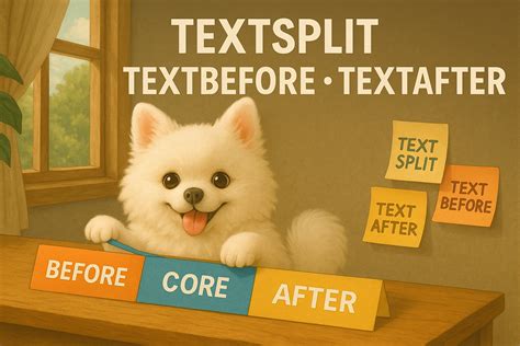 แยกและแยกสตริงด้วย Textsplit Textbefore และ Textafter ตัวแบ่ง รูปแบบปกติ การตัด 1 นาทีที่ N