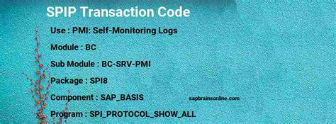 Spip Sap Tcode For Pmi Self Monitoring Logs