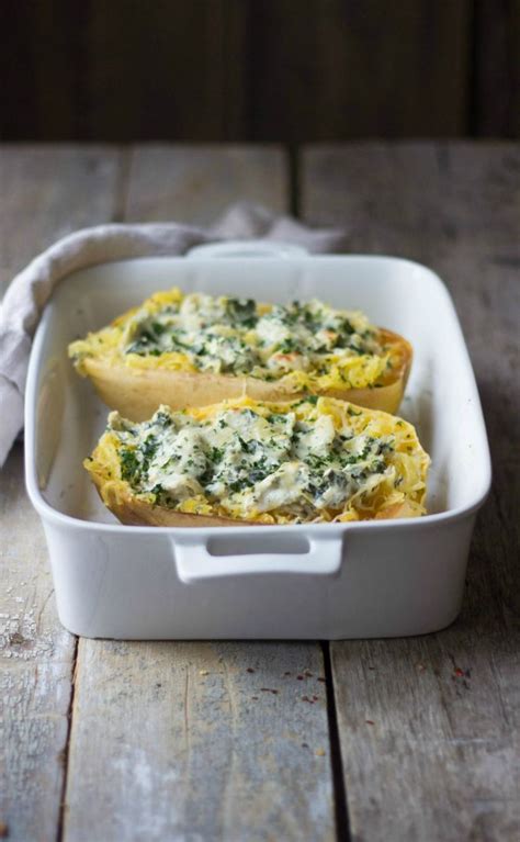 Spinach Artichoke Stuffed Spaghetti Squash Recipe Spaghetti Squash Recipes Spinach