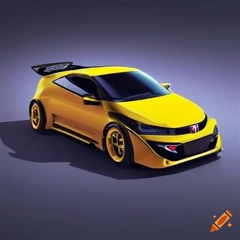 Yellow 2027 Honda Tribute Type R Sports Car On Craiyon