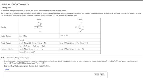 solved nmos and pmos transistors learning goal to determine