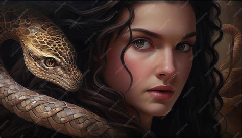 Premium Photo Eve And A Snake In The Biblical Garden Of Eden