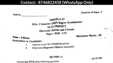 Electronics Bsc 1st Sem Question Paper 2023 Gulbarga University Youtube