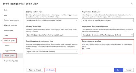 일정 게시판 예약 템플릿 편집 dynamics 365 field service microsoft learn