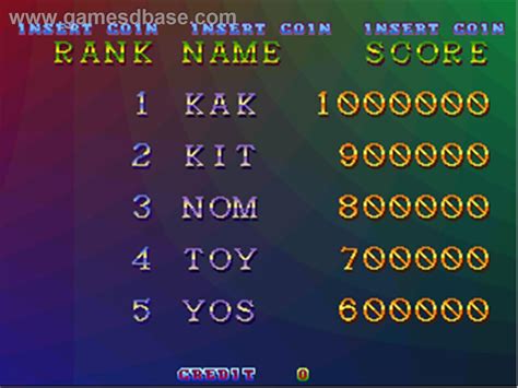 High Score Screen Konami Arcade Games