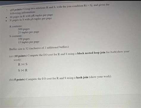 Solved 7 15 Points Using Two Relations R And S With The
