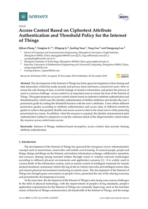 Pdf Access Control Based On Ciphertext Attribute Authentication And