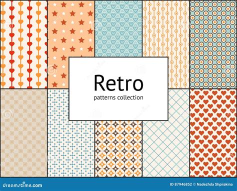 Vector Collection Of Retro Patterns 10 Different Vintage Tiling Seamless Patterns Stock Vector