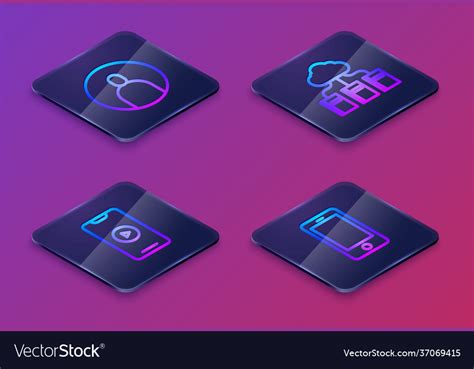 Set Isometric Line Create Account Screen Online Vector Image