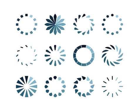 Collection Loading Bar Status Icon Vector Illustration Set Loaded Icons