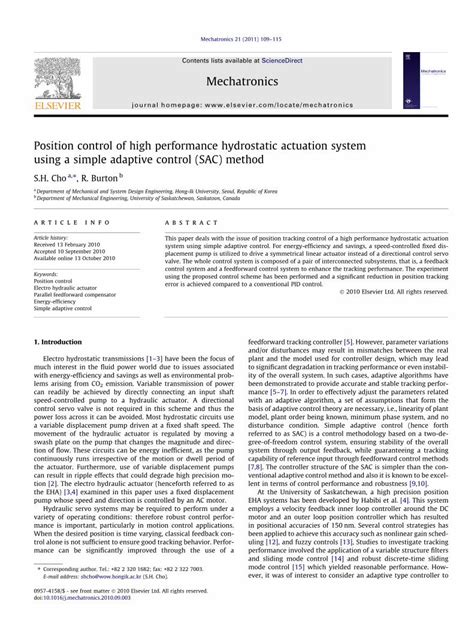 Pdf Position Control Of High Performance Hydrostatic Actuation System Dokumen Tips
