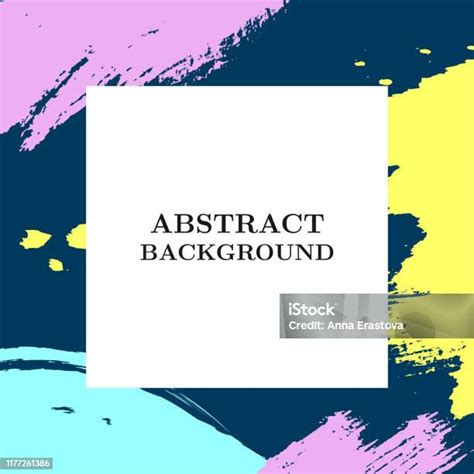 디자인을위한 정사각형 수채화 템플릿 다채로운 추상 적 배경입니다 스케치 페인트 브러시 스트로크 가리기에 대한 스톡 벡터 아트 및 기타 이미지 Istock